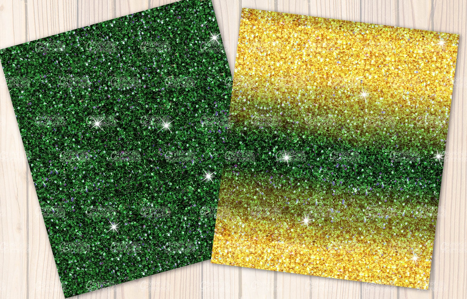 Lemon Glitter Digital Papers - Yellow, Green, Orange, Rose Gold Ombre ...