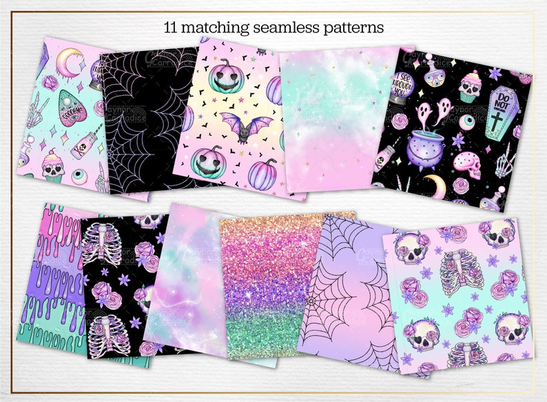 Pretty Creepy Clipart Bundle - Cute Halloween Digital Paper / Clipart ...