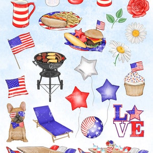 4th of July Clipart - 44 Piece Watercolor Independence Day Clipart Set ...