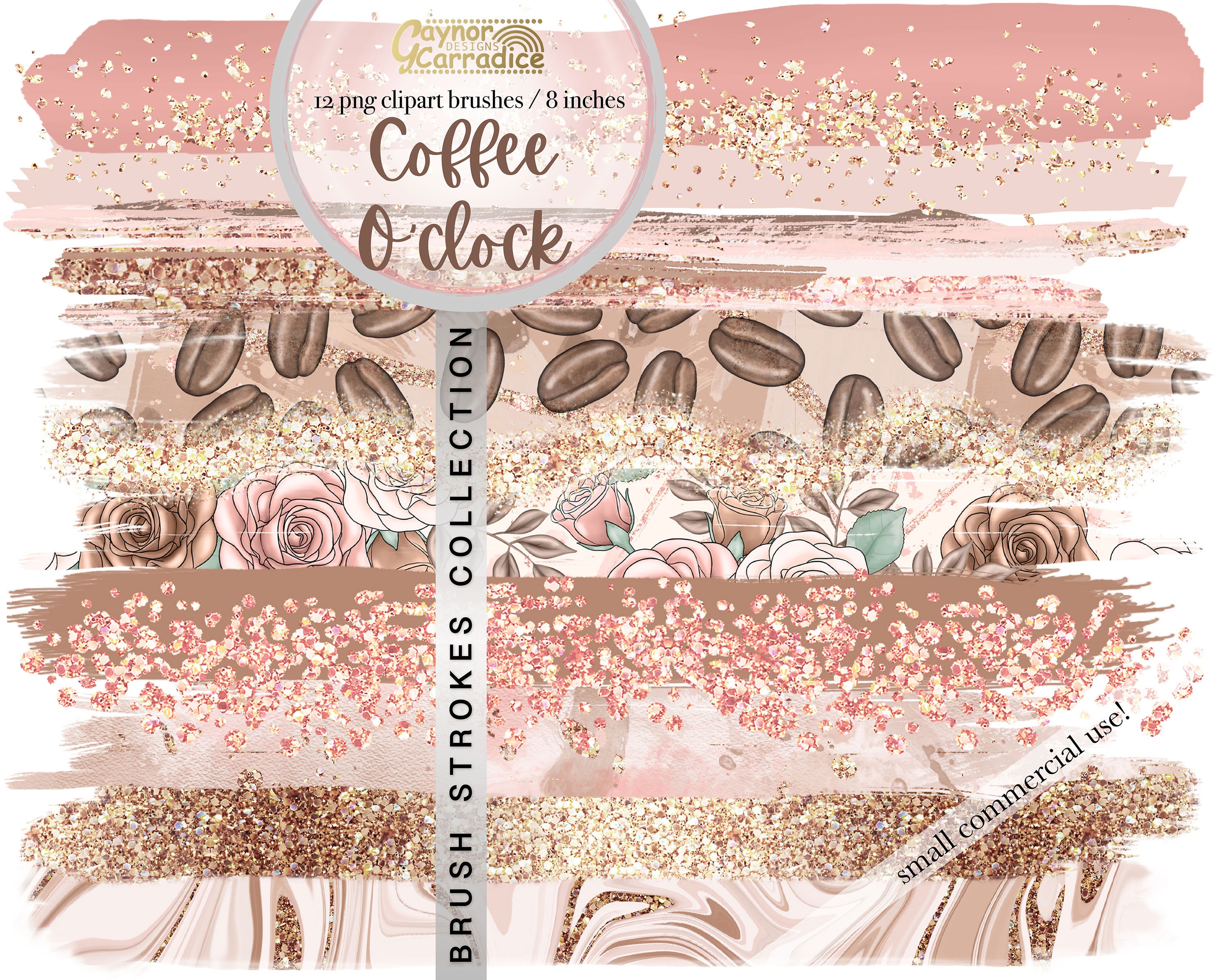 Coffee Brush Strokes Clipart Pastel Paint Brushes Clipart | Etsy