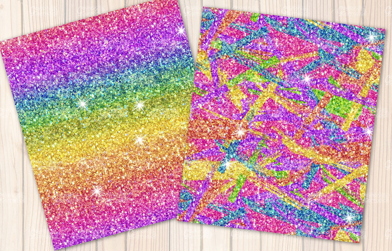 Rainbow Glitter Digital Papers Multi Colored Ombre Glitter - Etsy UK