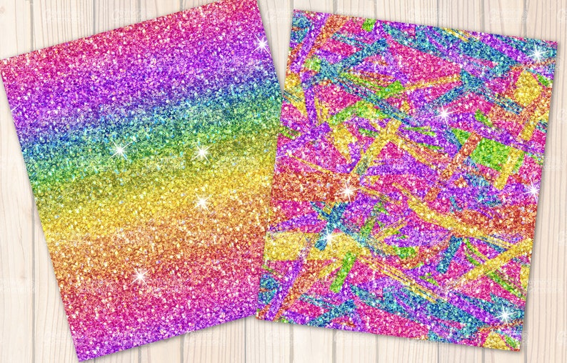 Rainbow Glitter Digital Papers Multi Colored Ombre Glitter - Etsy UK