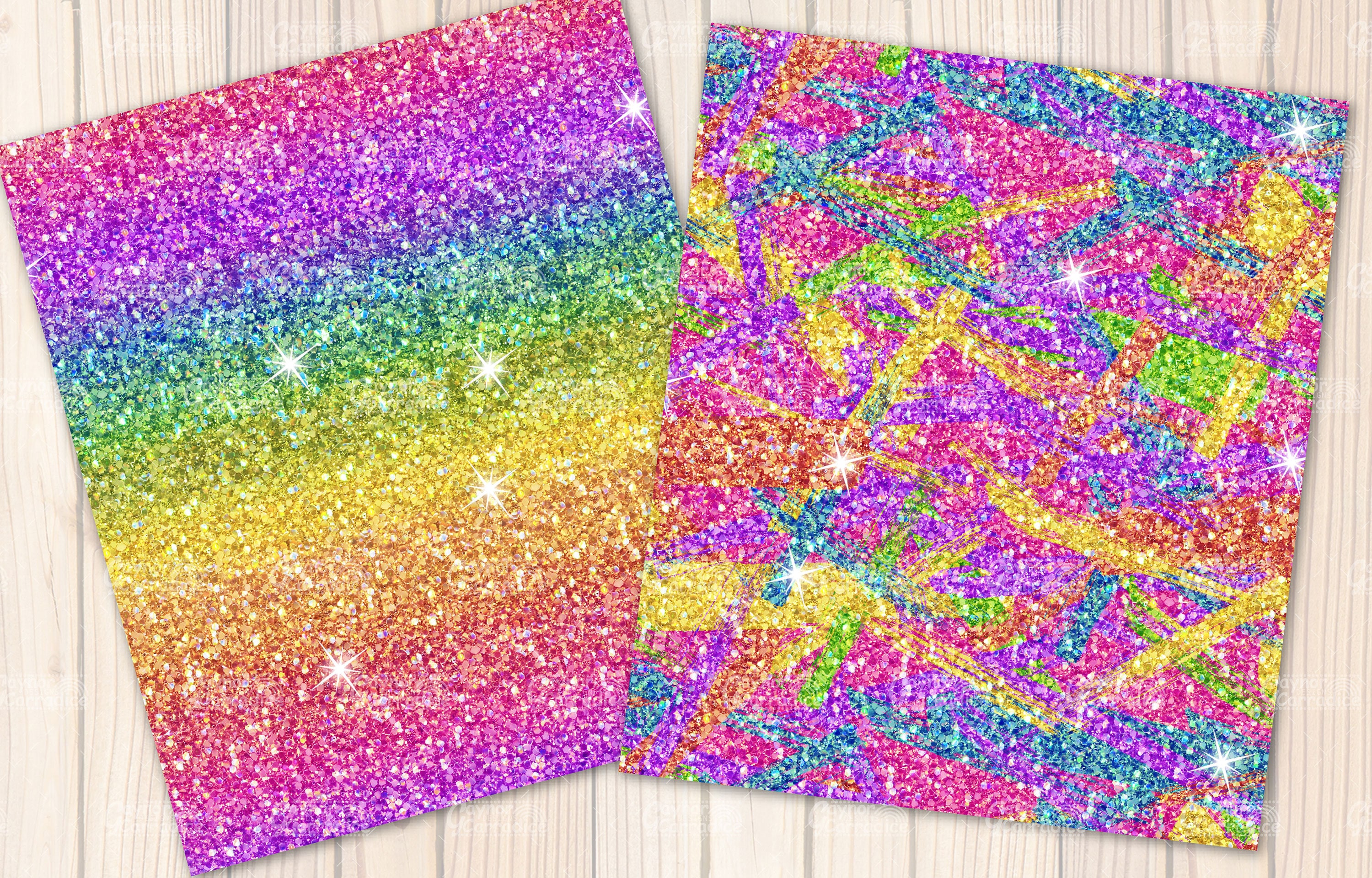 Rainbow Glitter Digital Papers - Multi Colored Ombre Glitter Seamless ...