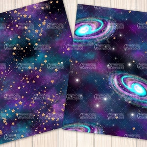 New Year Digital Papers - 12 Watercolor Space Seamless Patterns, Galaxy ...