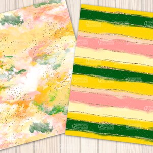 Watercolor Lemon Digital Papers - 12 Summer Seamless Patterns, Yellow ...