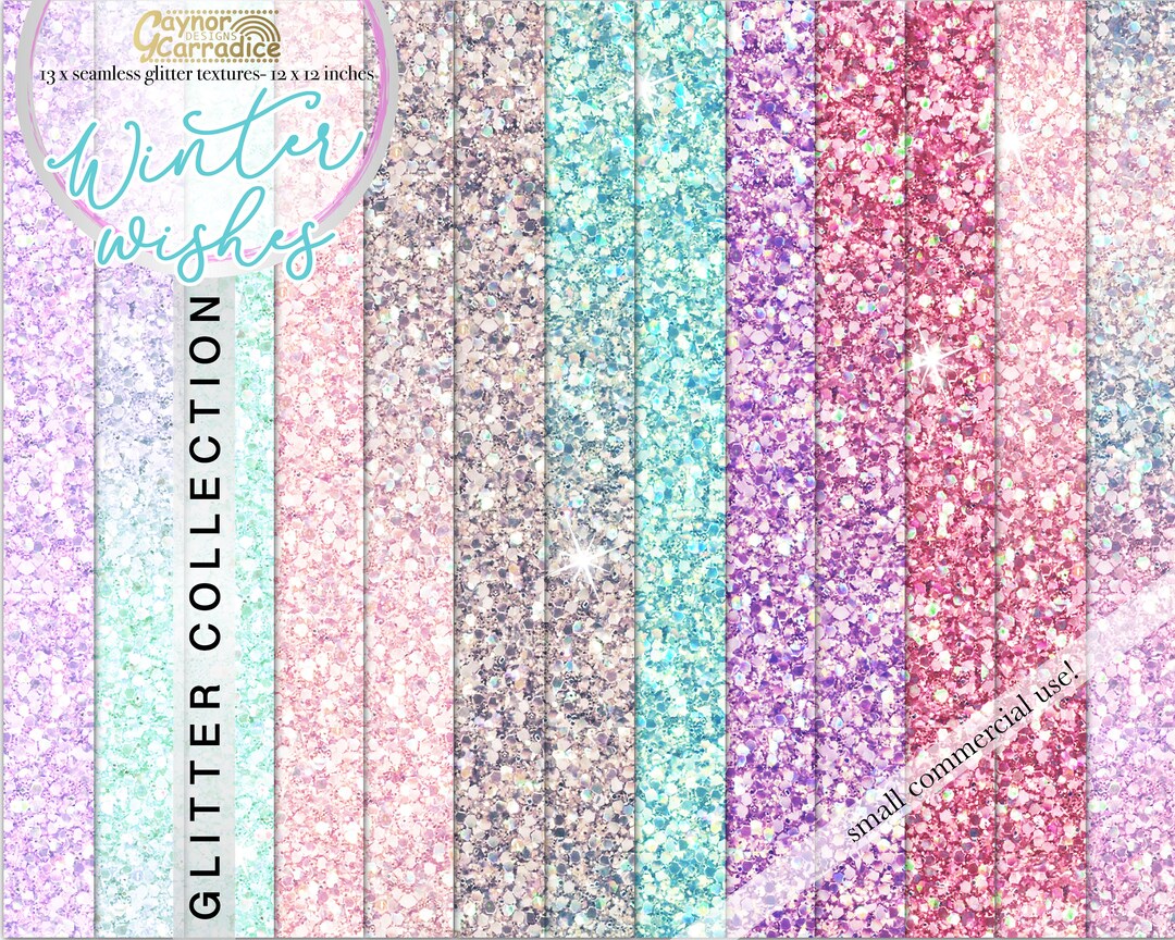 Pastel Glitter Digital Papers - Pink, Silver, Lilac, Mint Ombre Glitter ...