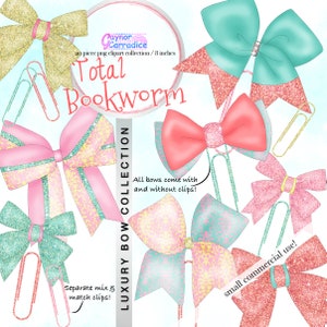 Planner Bow Clipart - Bows Clip Art Watercolor Ribbons Coral Mint ...