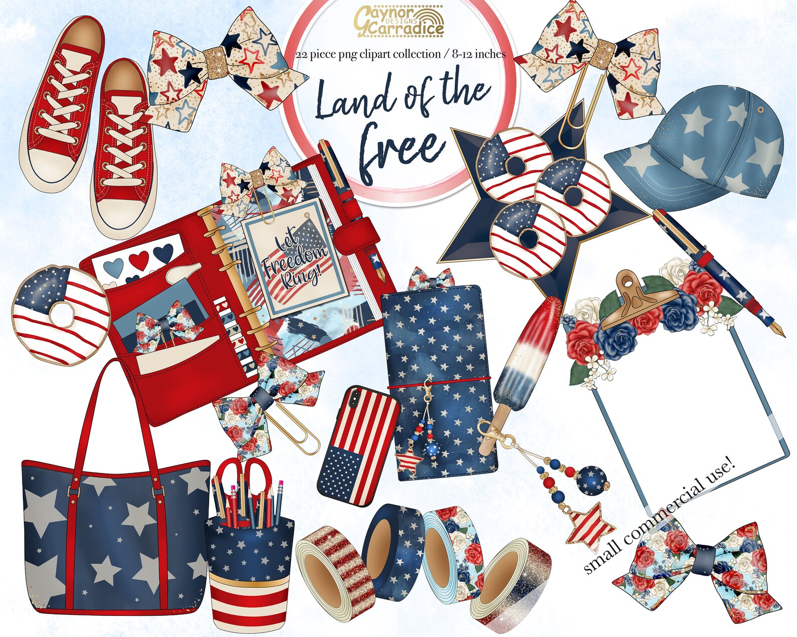 Patriotic Planner Clipart 22 Piece 4th July Inspired Flat - Etsy