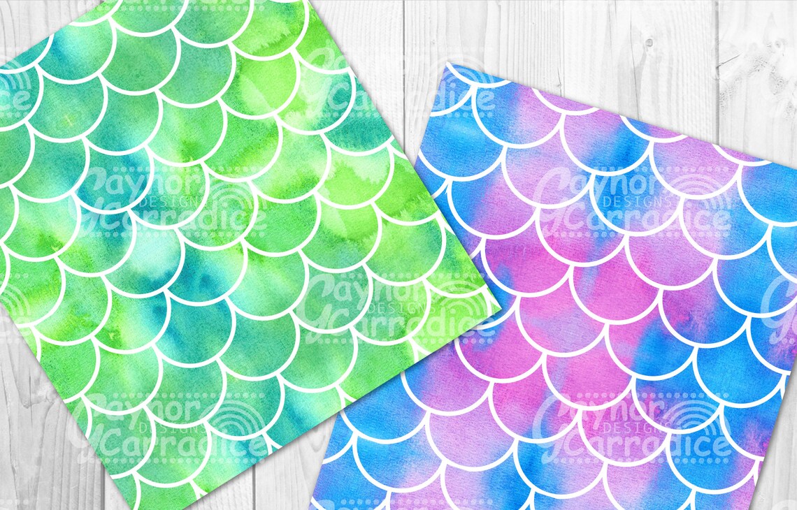 Mermaid Scales Digital Paper, Mermaid Scales Seamless Patterns ...