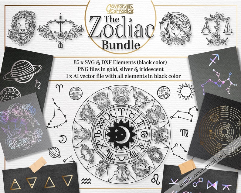 Zodiac SVG Bundle - in Svg, Dxf, Png and Ai, Zodiac Star Signs SVG ...