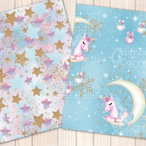Unicorn Christmas Digital Papers - 10 Winter Unicorn Seamless Patterns ...