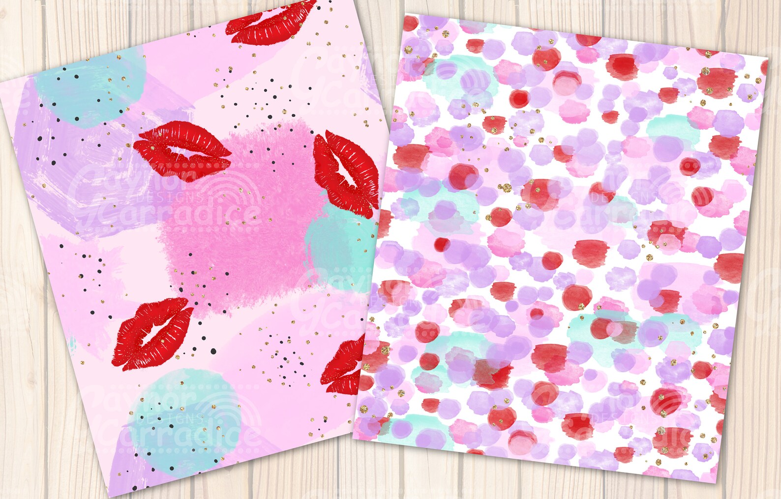 Valentine Digital Papers 10 Watercolor Valentines Seamless | Etsy