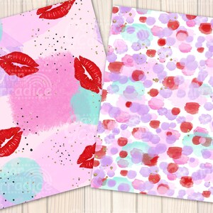 Valentine Digital Papers - 10 Watercolor Valentines Seamless Patterns ...