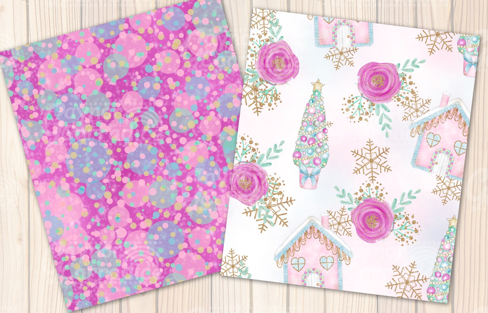 Unicorn Christmas Digital Papers 10 Winter Unicorn Seamless | Etsy