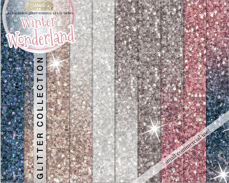 Winter Glitter Digital Papers, Ombre Glitter Seamless Patterns ...