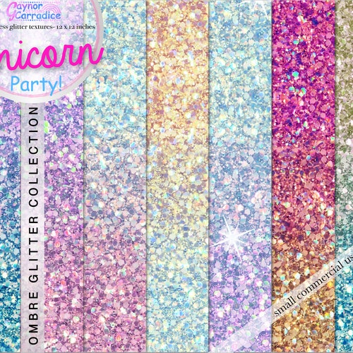 Unicorn Glitter Digital Papers Pastel Ombre Glitter Seamless - Etsy