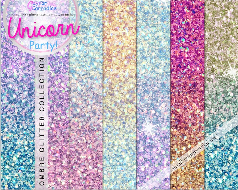Unicorn Glitter Digital Papers Pastel Ombre Glitter Seamless - Etsy