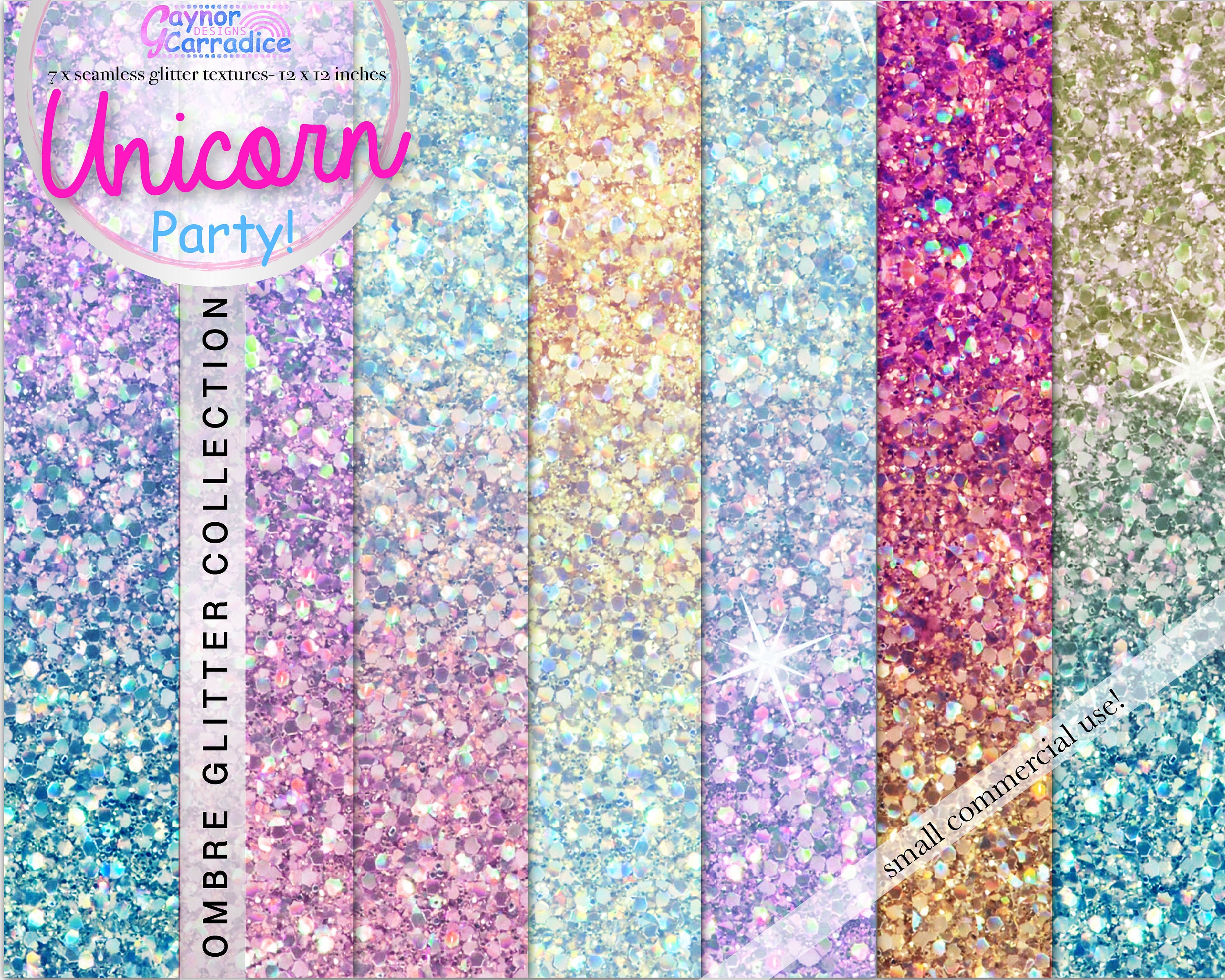 Unicorn glitter digital papers Pastel ombre glitter seamless | Etsy