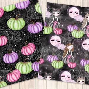 Cute Halloween Digital Papers Halloween Seamless Patterns, Spooky ...