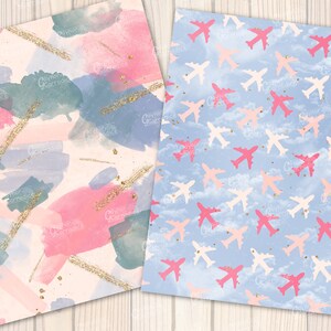 Travel Digital Papers - 12 Watercolor Vacation Seamless Patterns ...