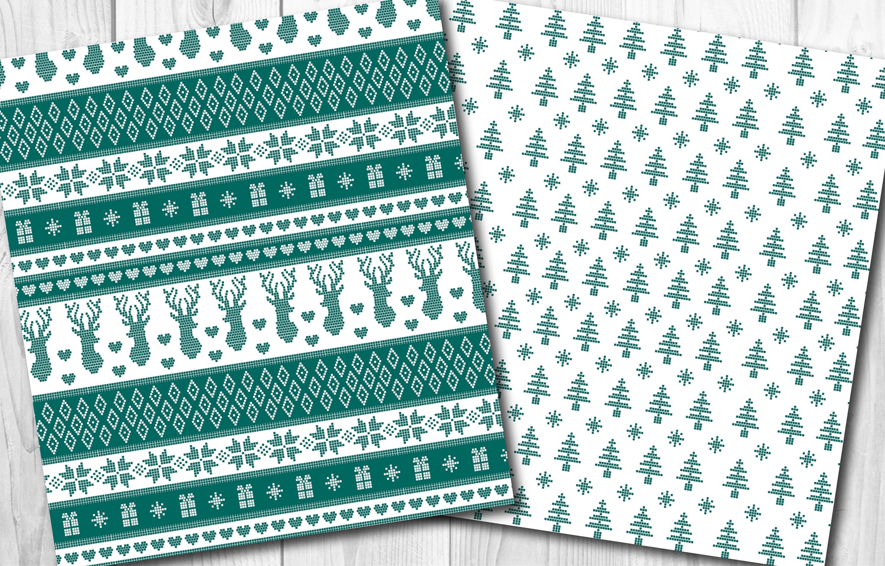 Scandinavian Digital Paper Christmas Seamless Pattern - Etsy