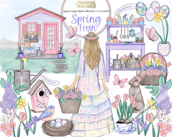 Spring Fresh Clipart 39 Pastel Spring Clip Art Watercolor - Etsy