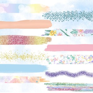 Spring Brush Strokes Clipart- Pastel Rainbow Paint Brushes Clipart ...
