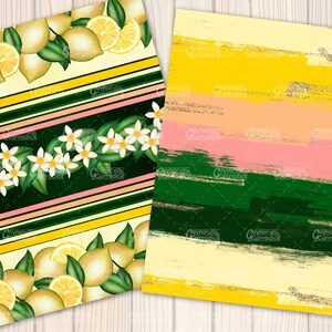 Watercolor Lemon Digital Papers - 12 Summer Seamless Patterns, Yellow ...