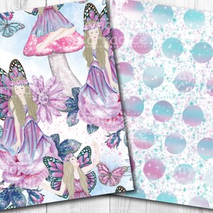 Fairy Digital Paper Watercolor Fairies Seamless Pattern Spring Faeries ...