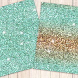 Realistic Unicorn Christmas Glitter Digital Papers in Pink, Mint, Blue ...