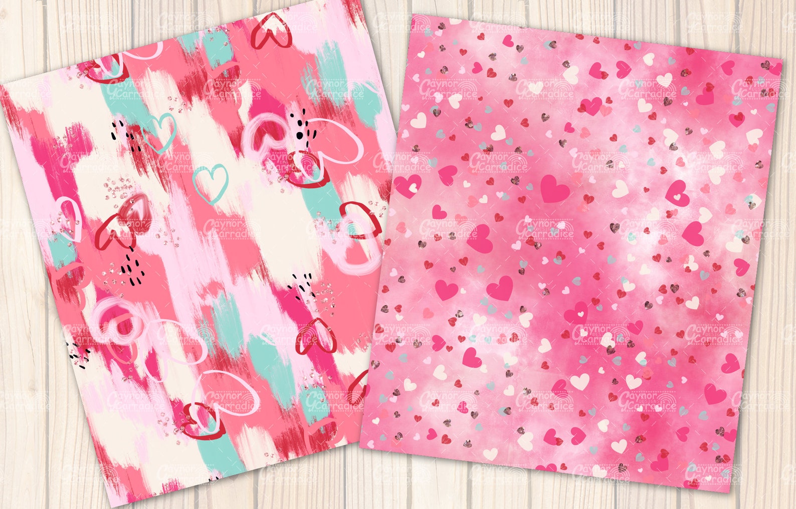 Valentines Day Digital Papers 12 Watercolor Valentine's - Etsy