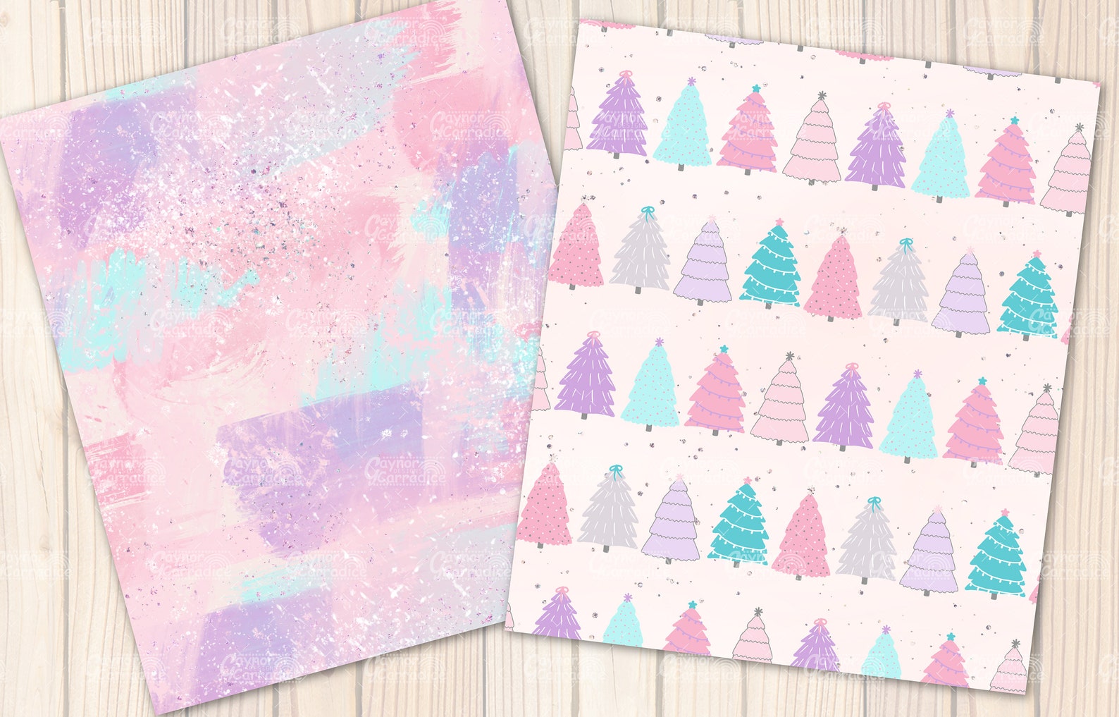 Girly Christmas Digital Papers 12 Pink Winter Seamless - Etsy