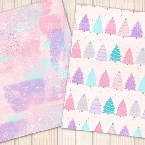 Girly Christmas Digital Papers - 12 Pink Winter Seamless Patterns ...
