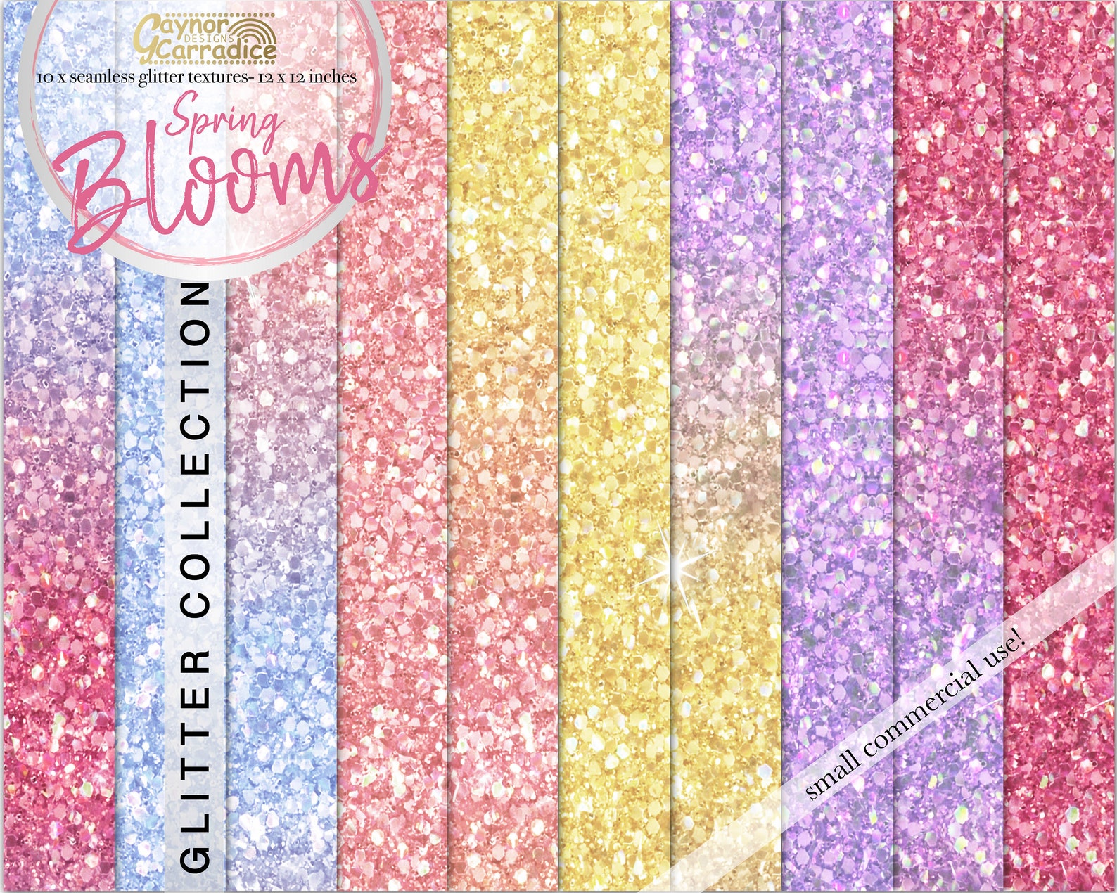 Spring Glitter Digital Papers Pastel Ombre Glitter Seamless | Etsy