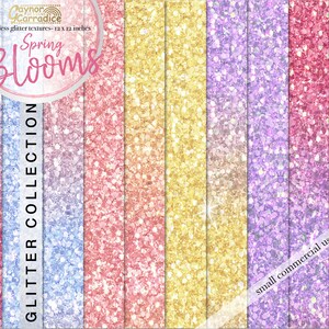 Spring Glitter Digital Papers - Pastel Ombre Glitter Seamless Patterns ...