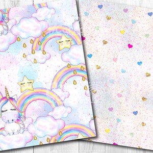 Unicorn Party Digital Papers Set Birthday Seamless Pattern Pack Unicorn ...