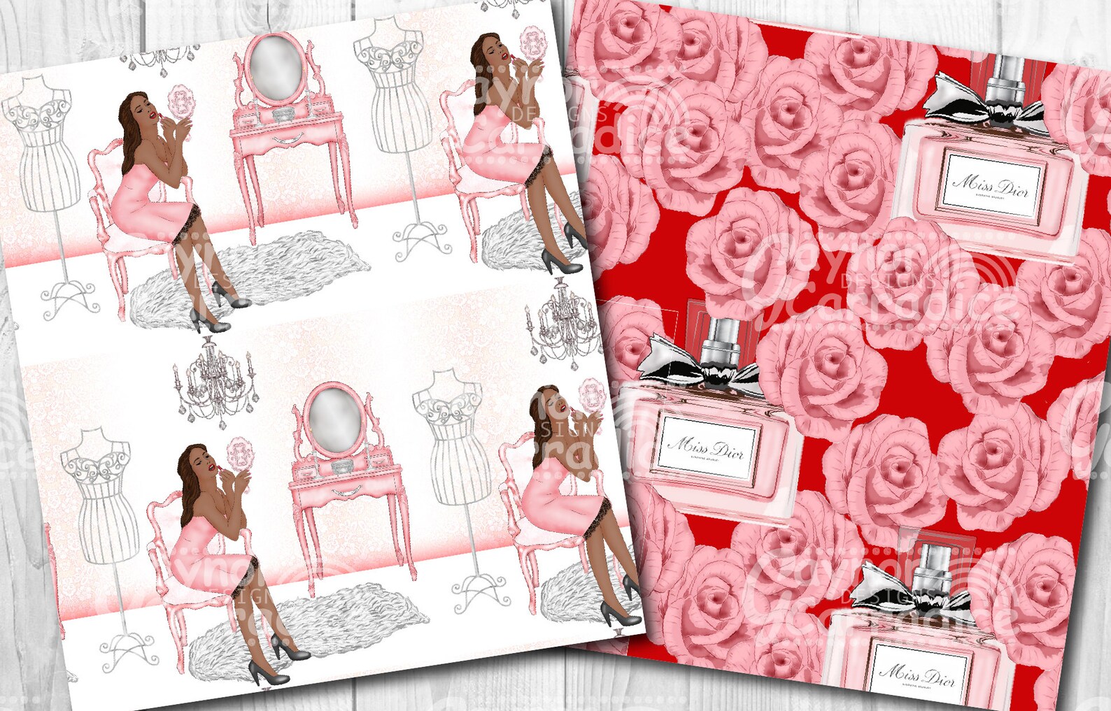 Beauty Fashion Digital Paper, Make up Digital Paper, Date Night Paper ...