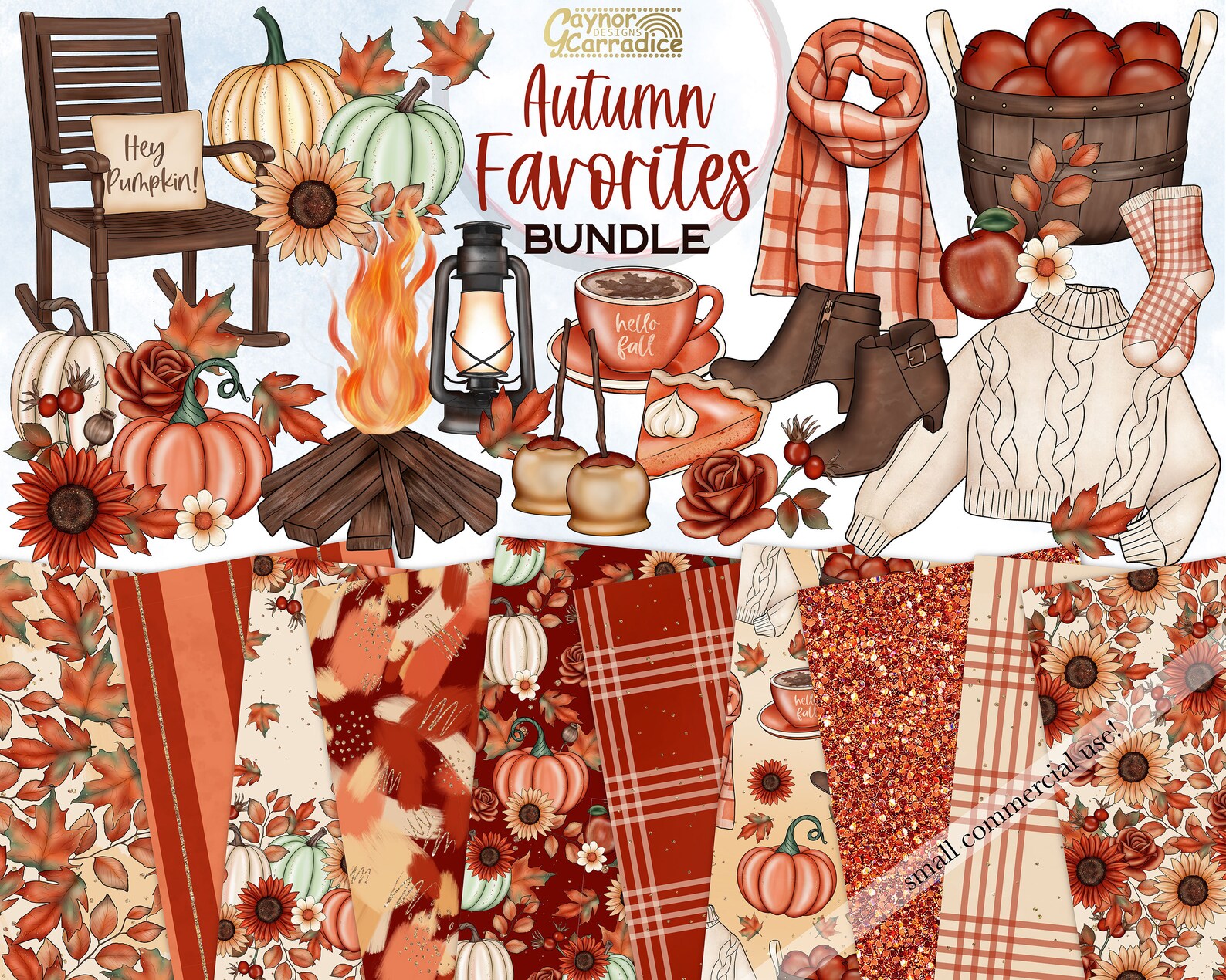 Autumn Favorites Clipart Bundle Fall Digital Paper / Fall - Etsy