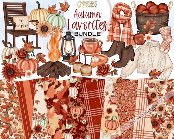 Autumn Favorites Clipart Bundle Fall Digital Paper / Fall - Etsy