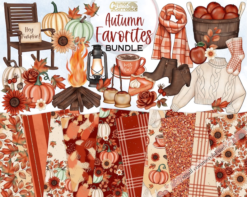 Autumn Favorites Clipart Bundle Fall Digital Paper / Fall - Etsy
