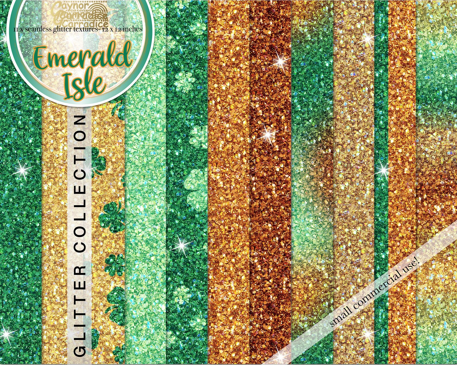 St Patricks Day Glitter Digital Papers Green and Orange - Etsy