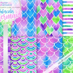 Mermaid Scales Digital Paper, Mermaid Scales Seamless Patterns ...