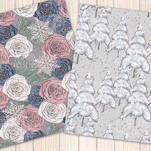 Watercolor Winter Digital Papers - Winter Seamless Patterns, Christmas ...