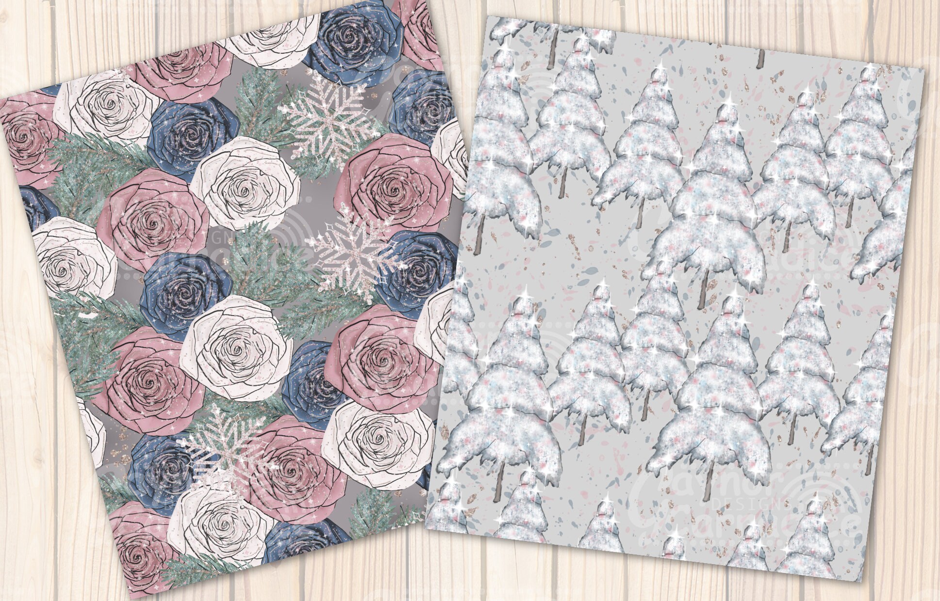 Watercolor Winter Digital Papers - Winter Seamless Patterns, Christmas ...