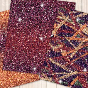 Autumn Glitter Digital Papers - Rust, Purple, Orange Ombre Glitter ...