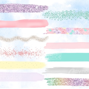Pastel Brush Strokes Clipart - Rainbow Glitter Paint Strokes Clipart ...