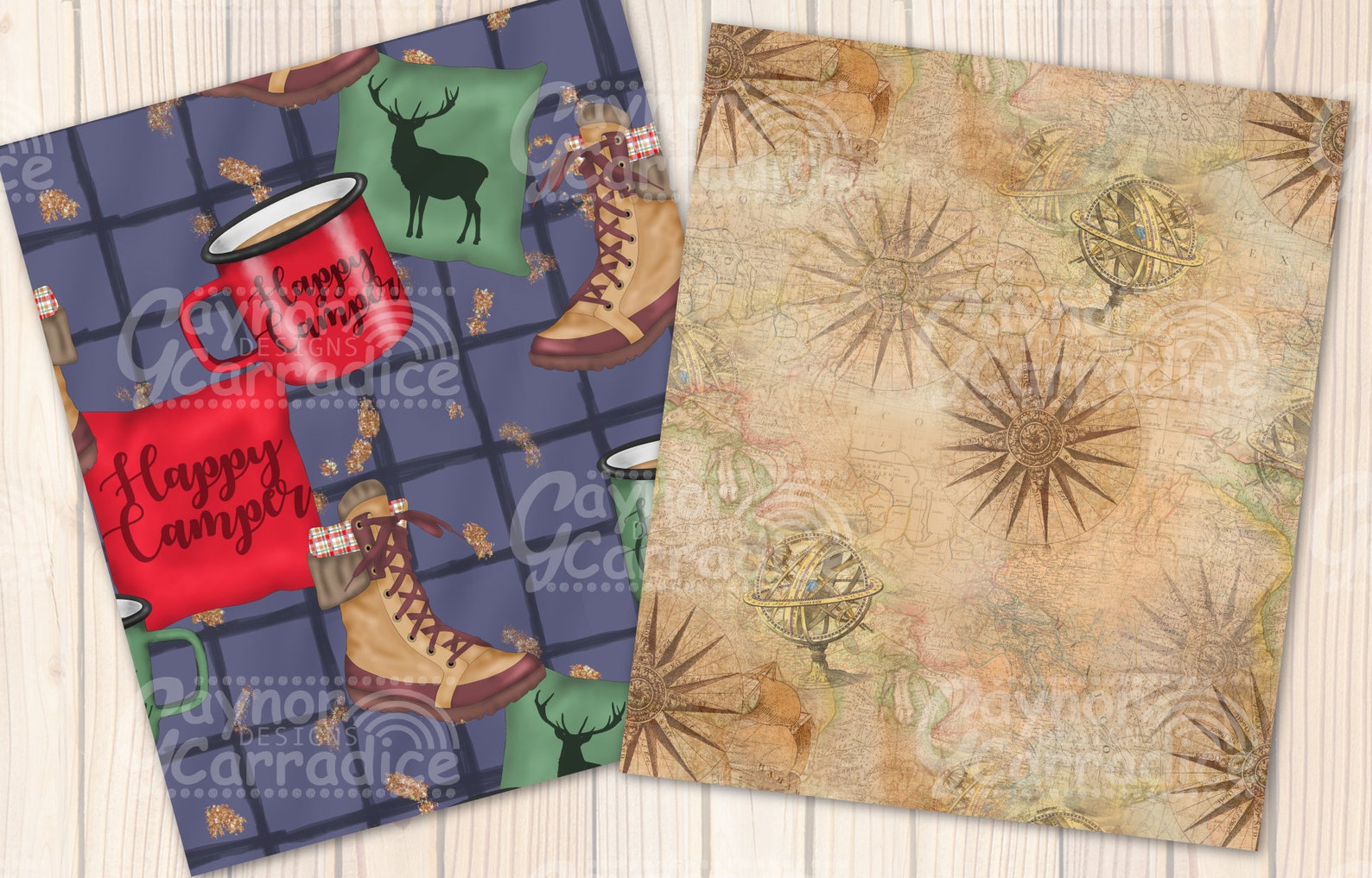 Travel digital papers Camping seamless patterns Woodland paper | Etsy