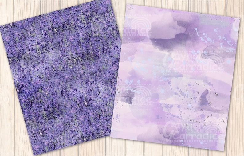 Spring Lavender Digital Papers - 12 Watercolor Purple Seamless Patterns ...