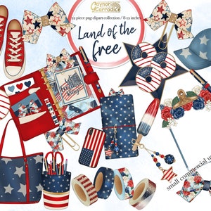 Patriotic Planner Clipart - 22 Piece 4th July Inspired Flat Lay ...