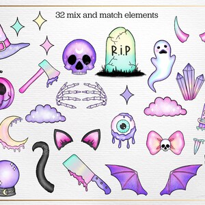 Pastel Goth Alphabet With Numbers and Clipart - 140 Piece Pastel Goth ...